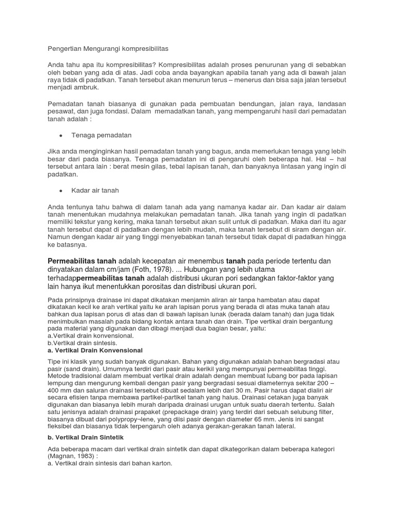 Pengertian Mengurangi Kompresibilitas | PDF