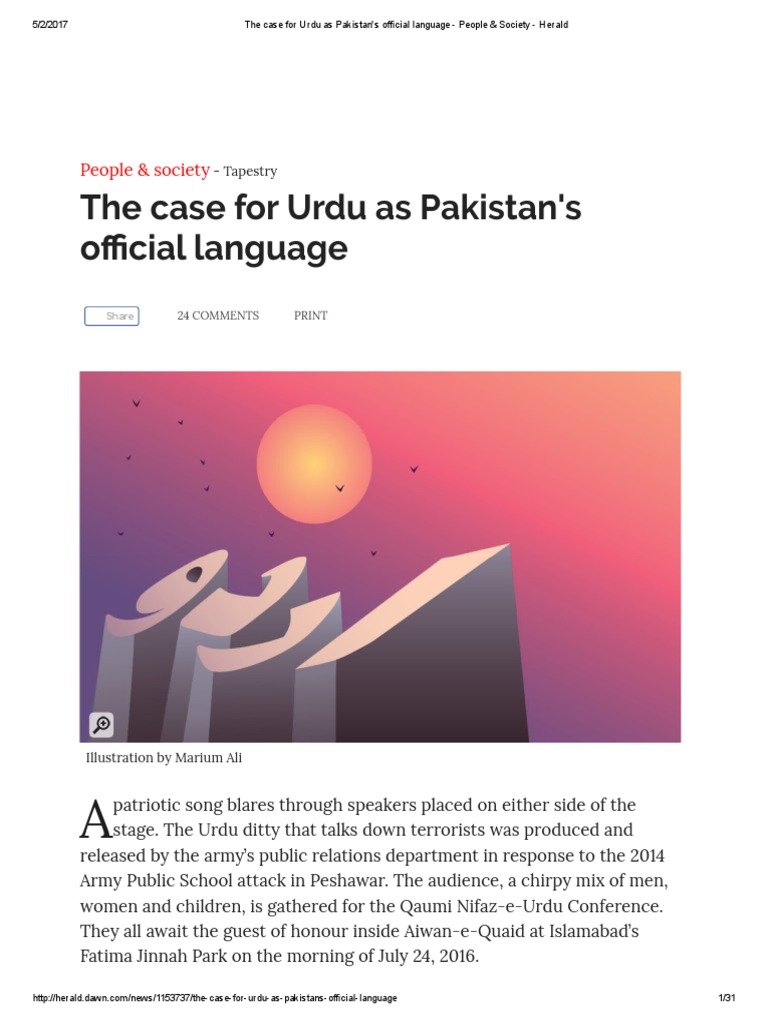 The Case For Urdu As Pakistan's o Cial Language: People & Society ...