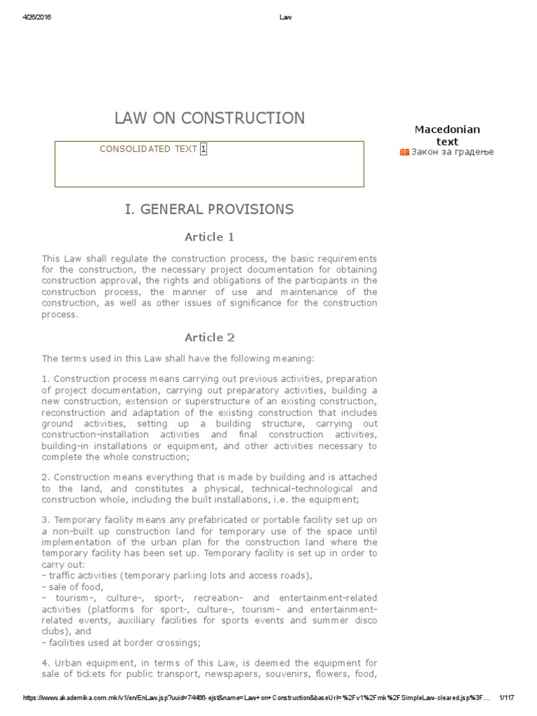 Law On Construction | PDF | Academic Degree | Engineer