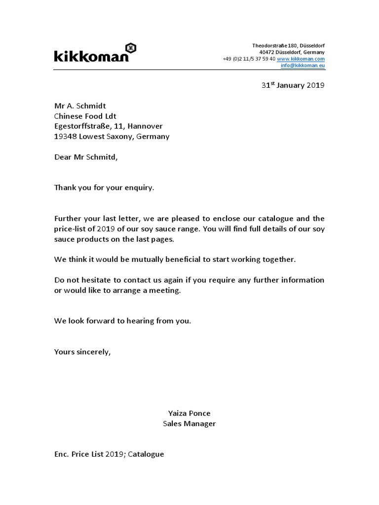 Formal Letter - Giving Information | PDF