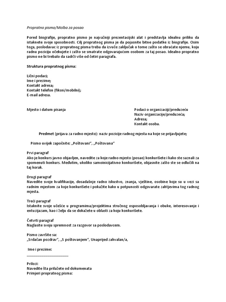 Propratno Pismo | PDF