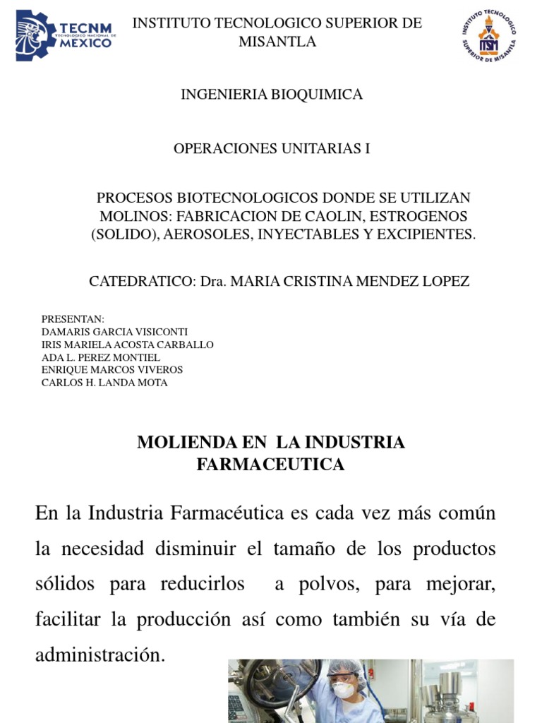 Molienda en la Industria Farmacéutica | PDF | Molino (molienda ...