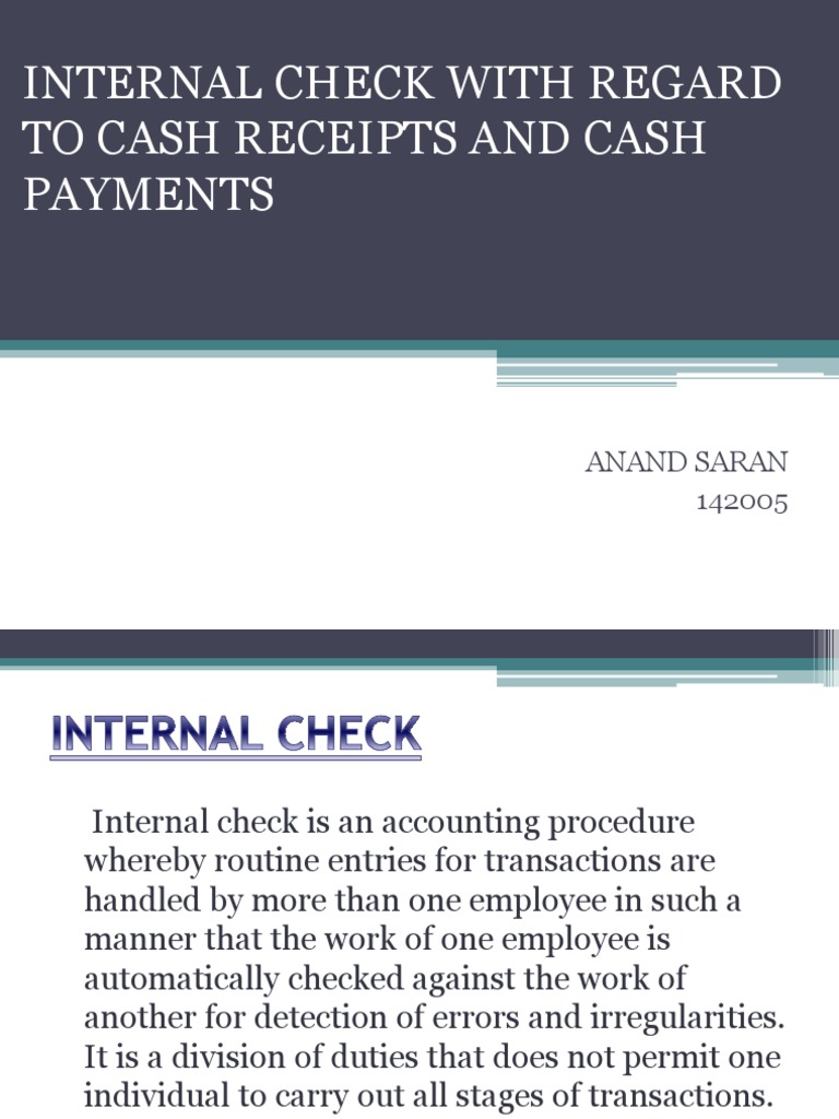 Internal Check | PDF | Cheque | Payments