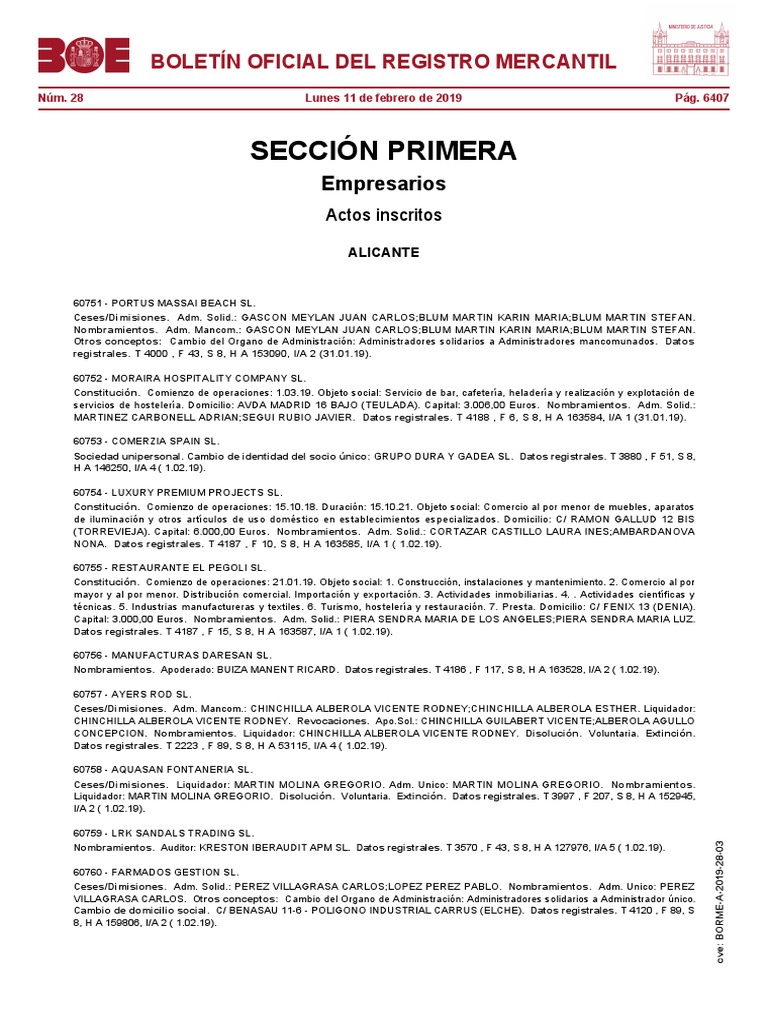 Boe A 2019 1494 | PDF | Sociedad de responsabilidad limitada | Derecho empresarial