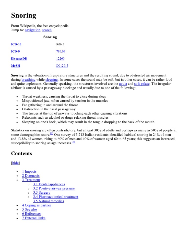 Snoring | PDF | Wellness | Science & Mathematics