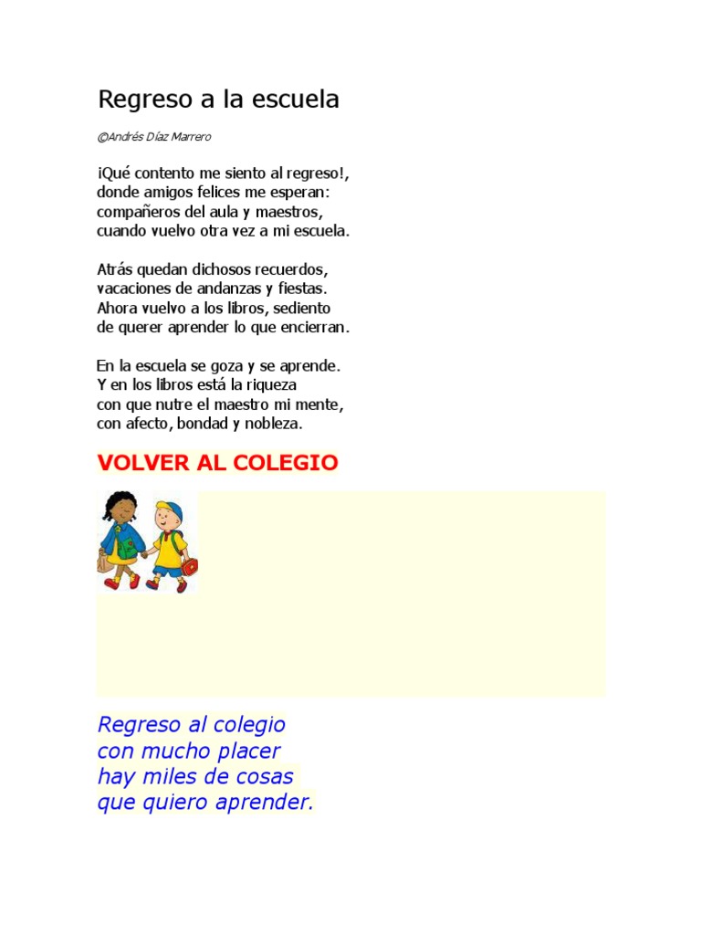 Poemaa Regreso A La Escuela | PDF