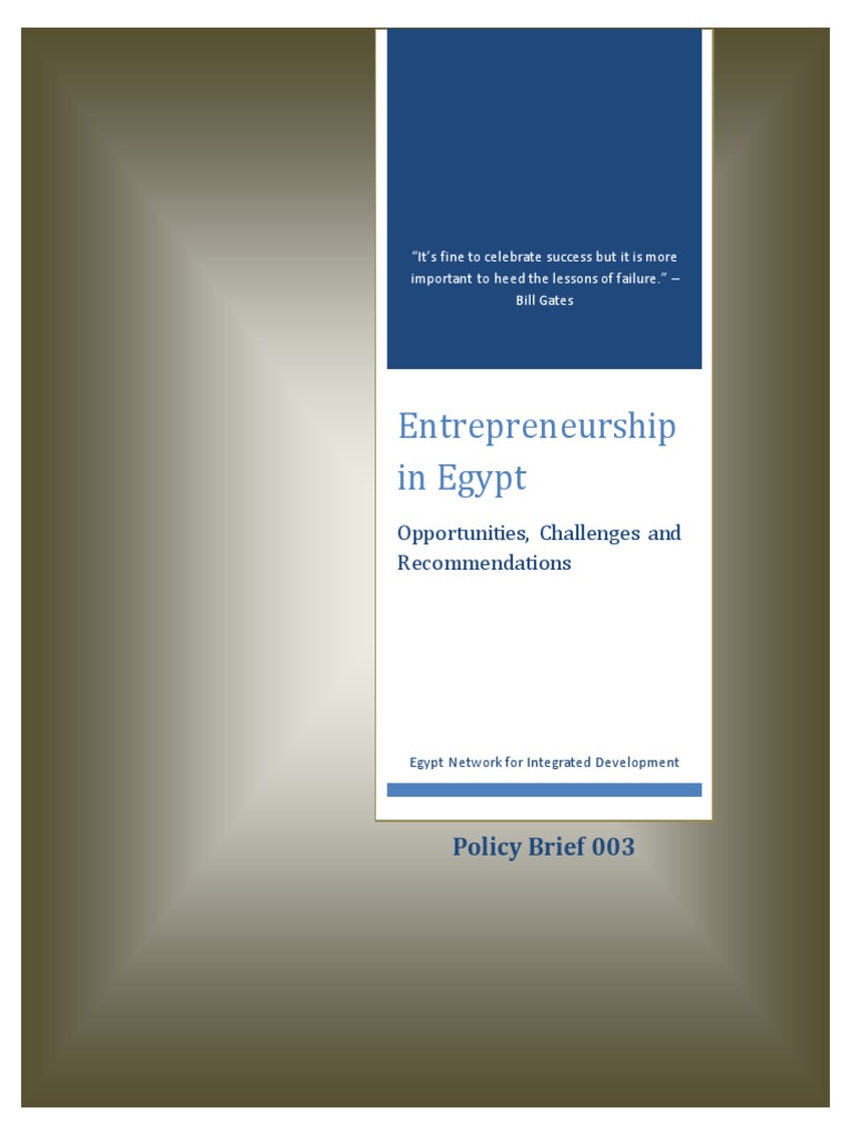 Entrepreneurship in Egypt: Trends & Challenges | PDF | Entrepreneurship ...