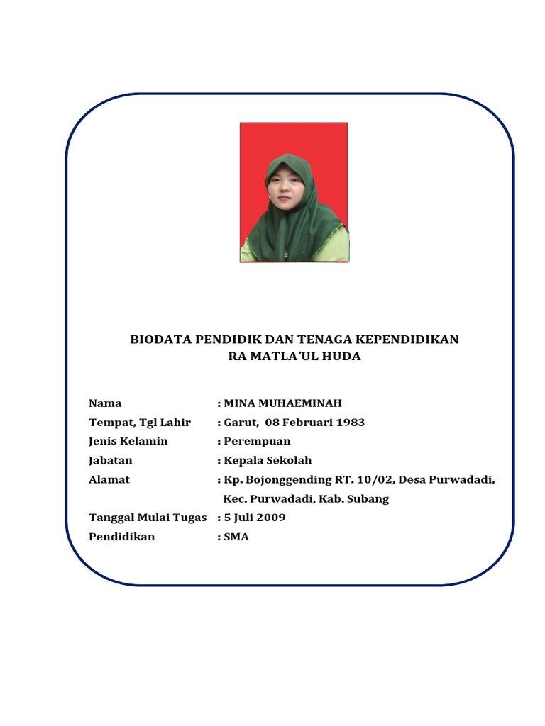 Biodata Pendidik Dan Tenaga Kependidikan | PDF