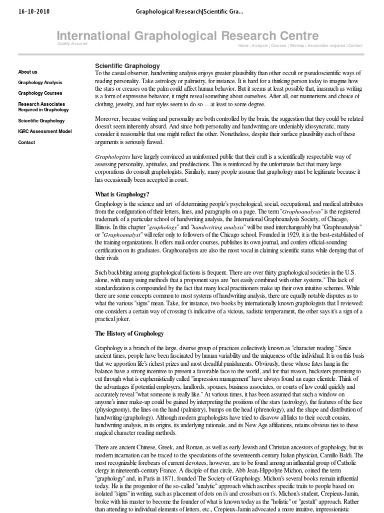 Graphology | PDF | Graphology | Validity (Statistics)