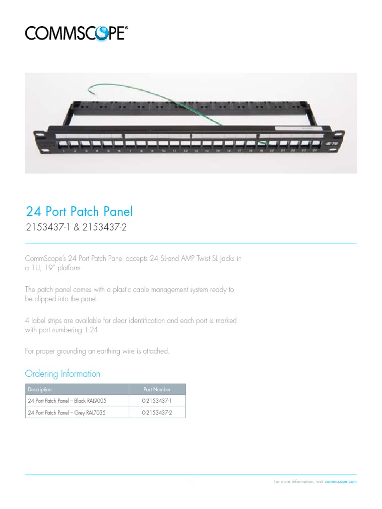 24 Port Patch Panel 320433EU | PDF | Equipment | Manufactured Goods
