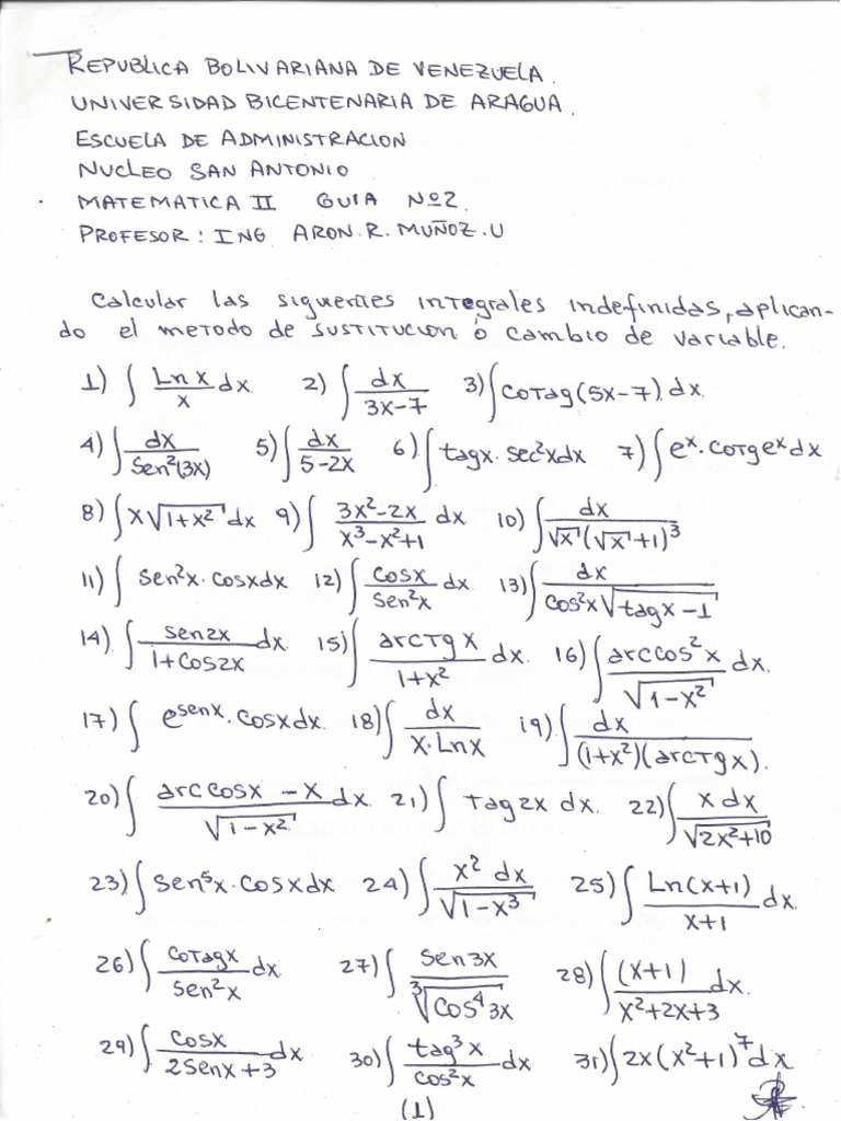 Guia de Integrales. | PDF