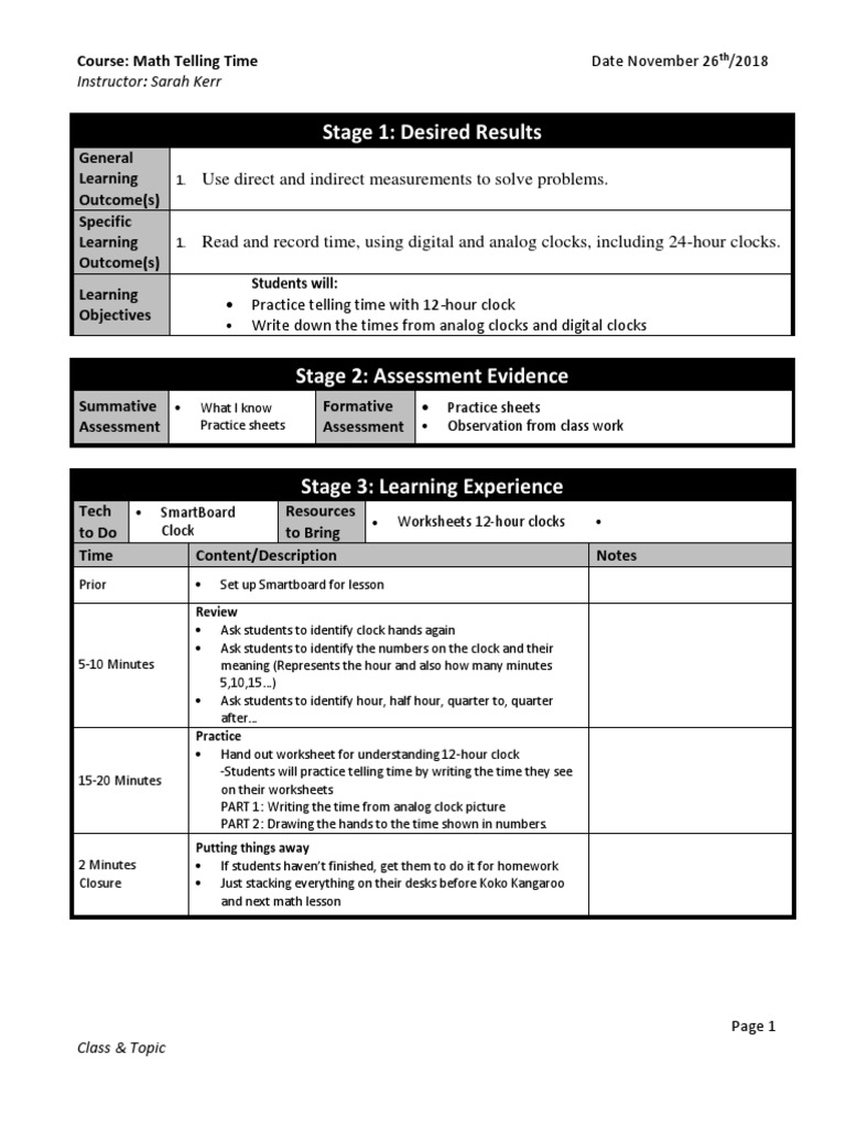 Practice 12-Hour Clock Lesson | PDF | Clock | Time