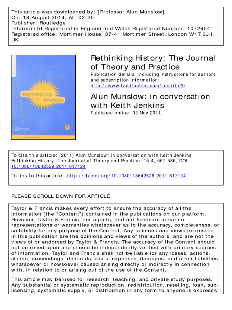 Allun Munslow and Keith Jenkins, Rethinking History | PDF | Louis ...