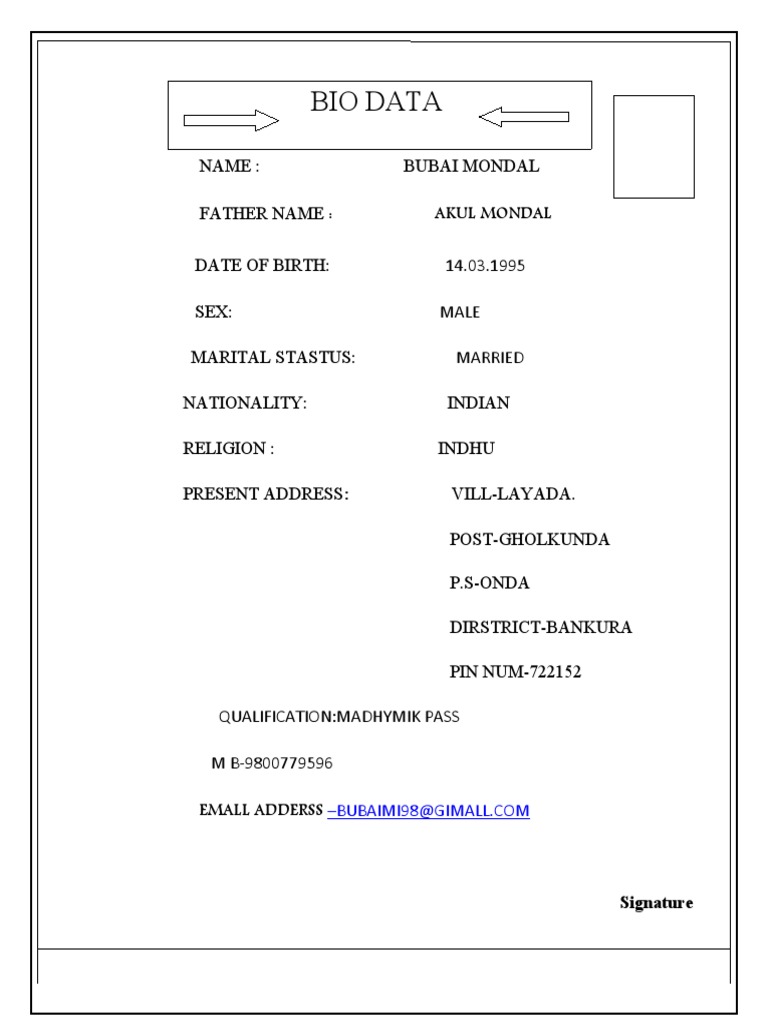Bio Data Bio Databio Data Bio Data | PDF