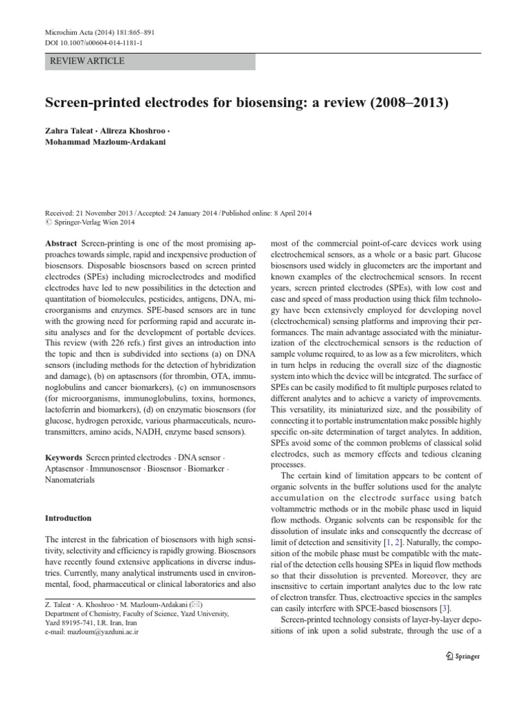 Screen Printing | PDF | Biosensor | Immunoassay