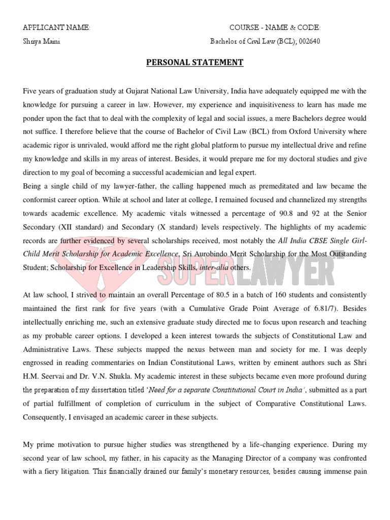 Shriya Maini Statement of Purpose Oxford University PDF | PDF | Law ...