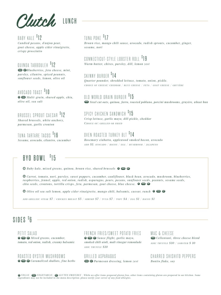 Clutch Lunch Menu | PDF | Food Allergy | Asian Cuisine