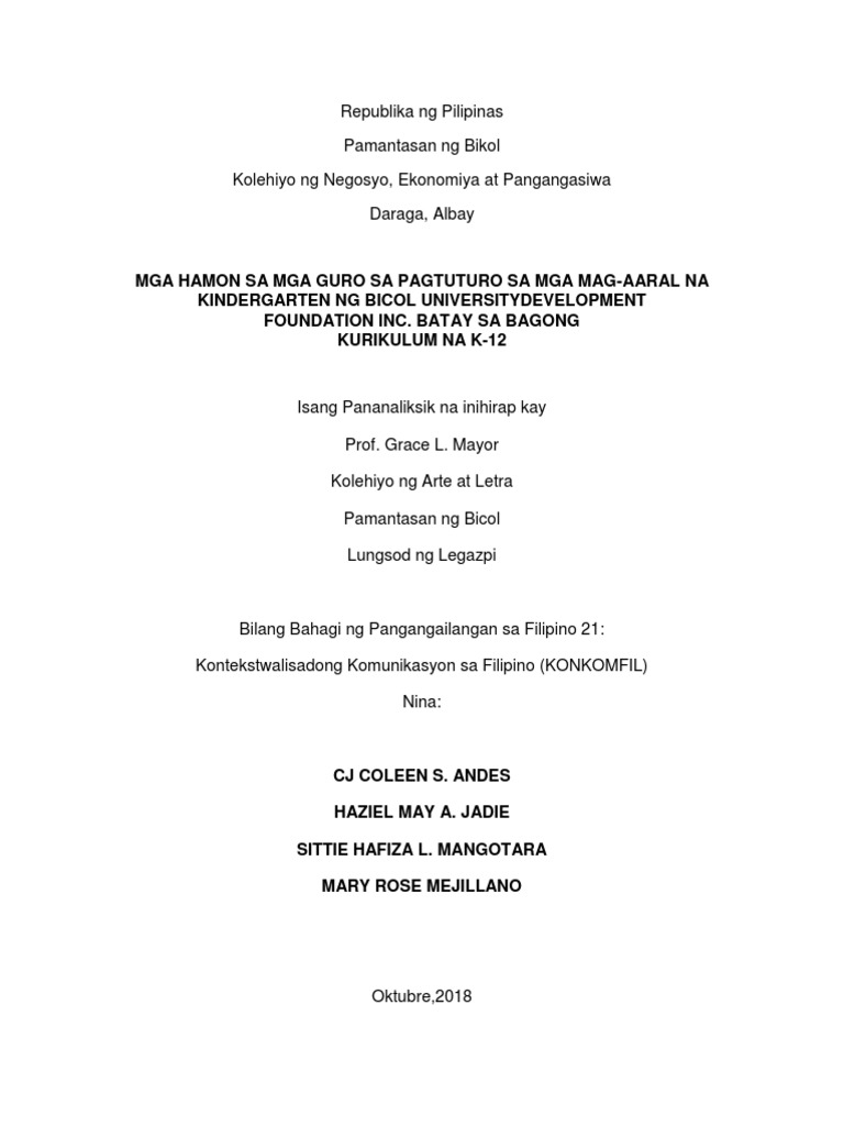 Pananaliksik Sa Filipino Pdf