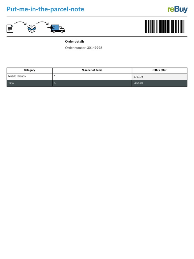 Put-Me-In-The-Parcel-Note: Order Details | PDF