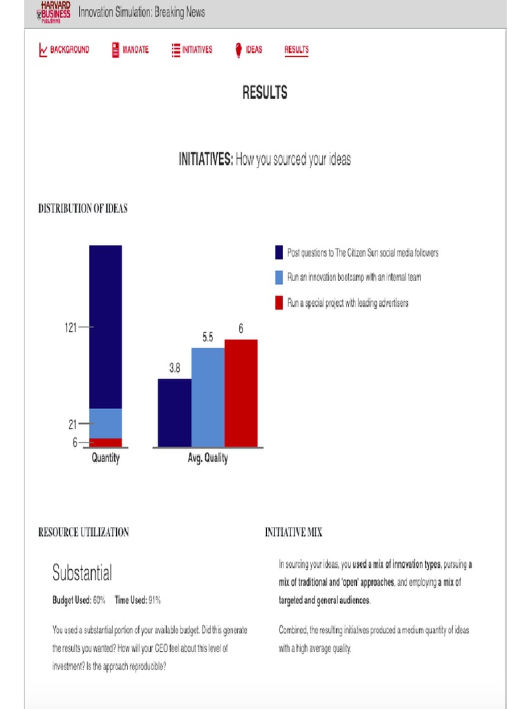Innovation Simulation HBS | PDF