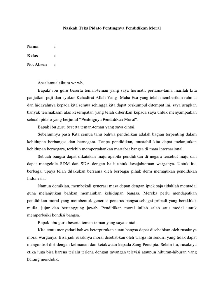 Naskah Teks Pidato Pentingnya Pendidikan | PDF