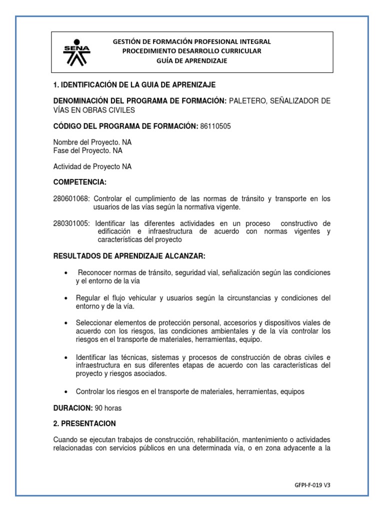 GFPI F 019 Guia Aprendizaje | PDF | Peatonal | Calle