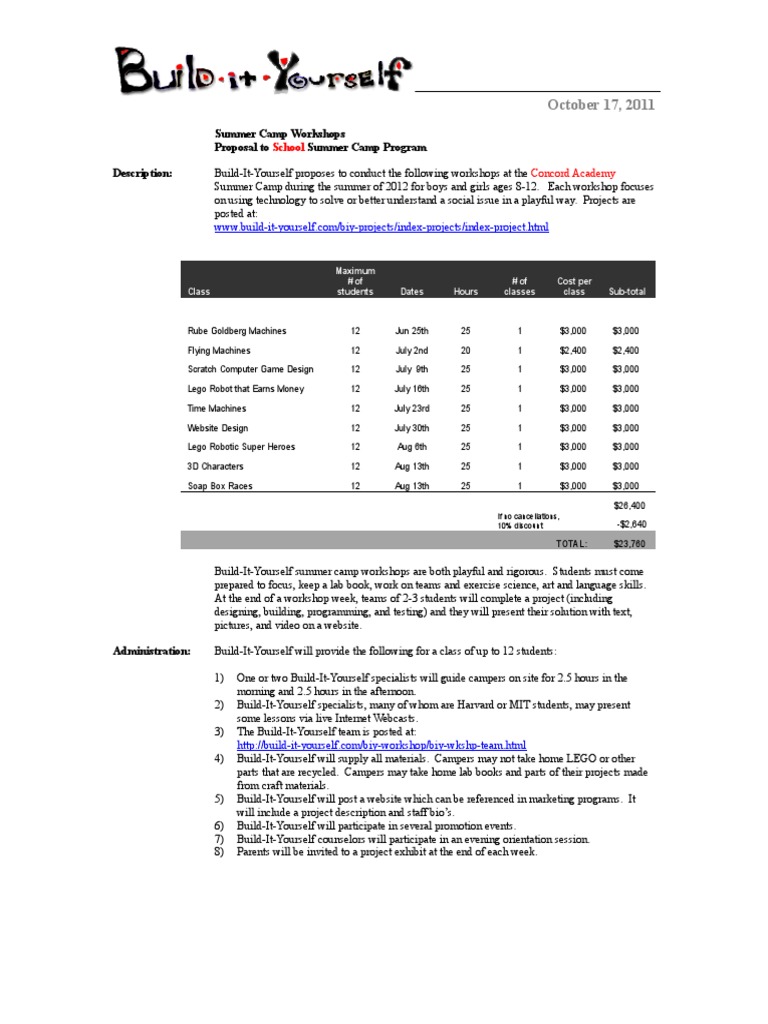 Biy Summer Camp Proposal Template | PDF | Internet | Computing