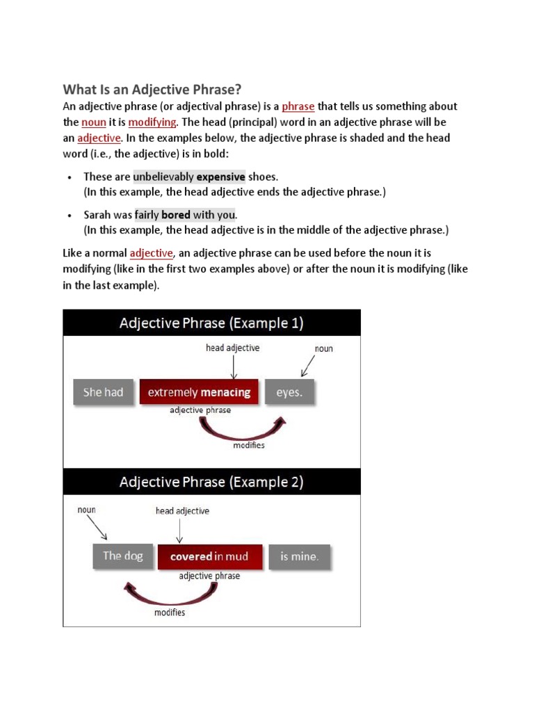 Adjective Phrase Activity Pack | PDF | Adjective | Adverb