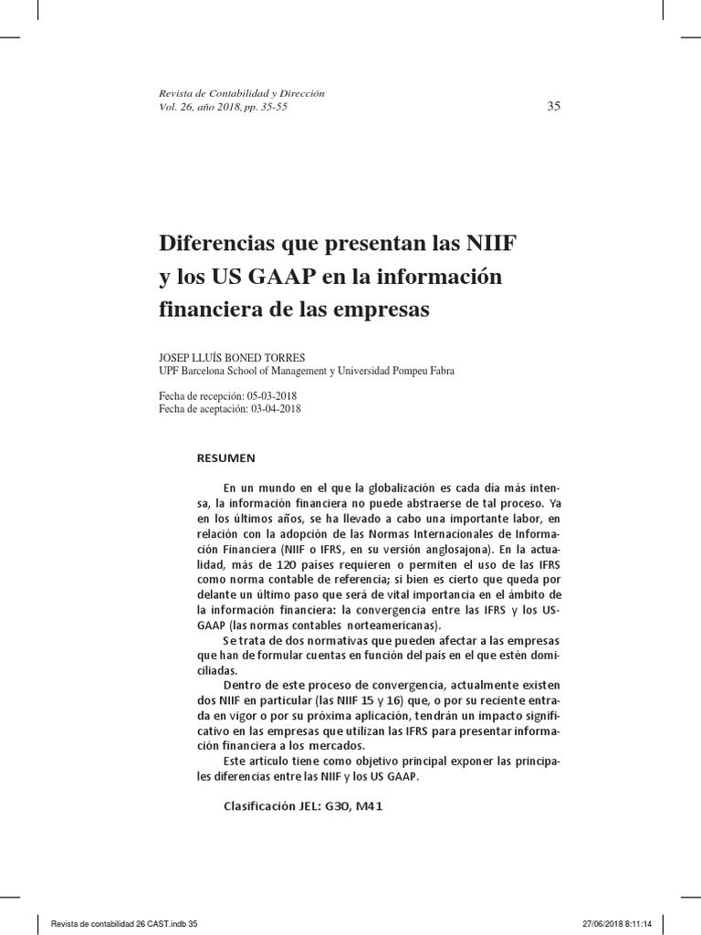 Diferencias entre US GAAP y NIIF | PDF | normas internacionales de ...