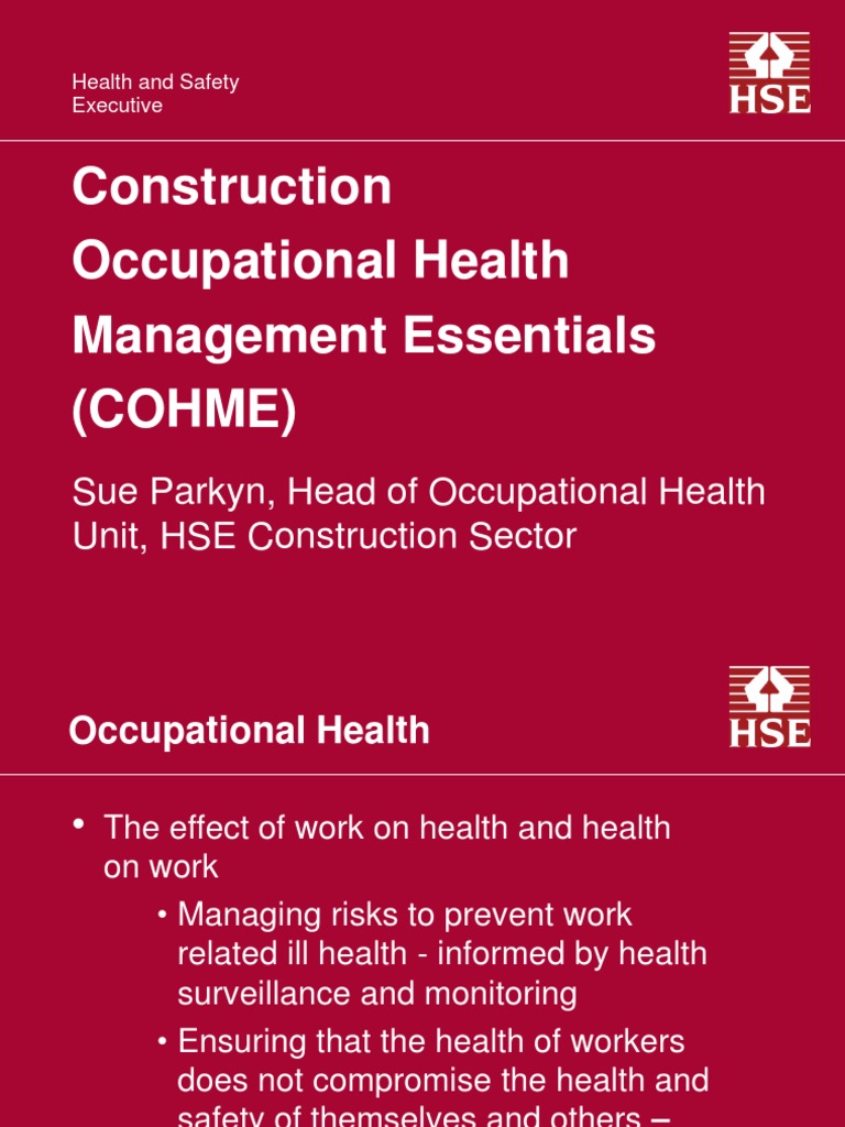 Construction Occupational Health Management Essentials (Cohme) | PDF ...