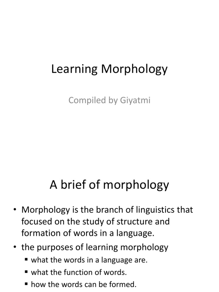 Learning Morphology For Efl | PDF