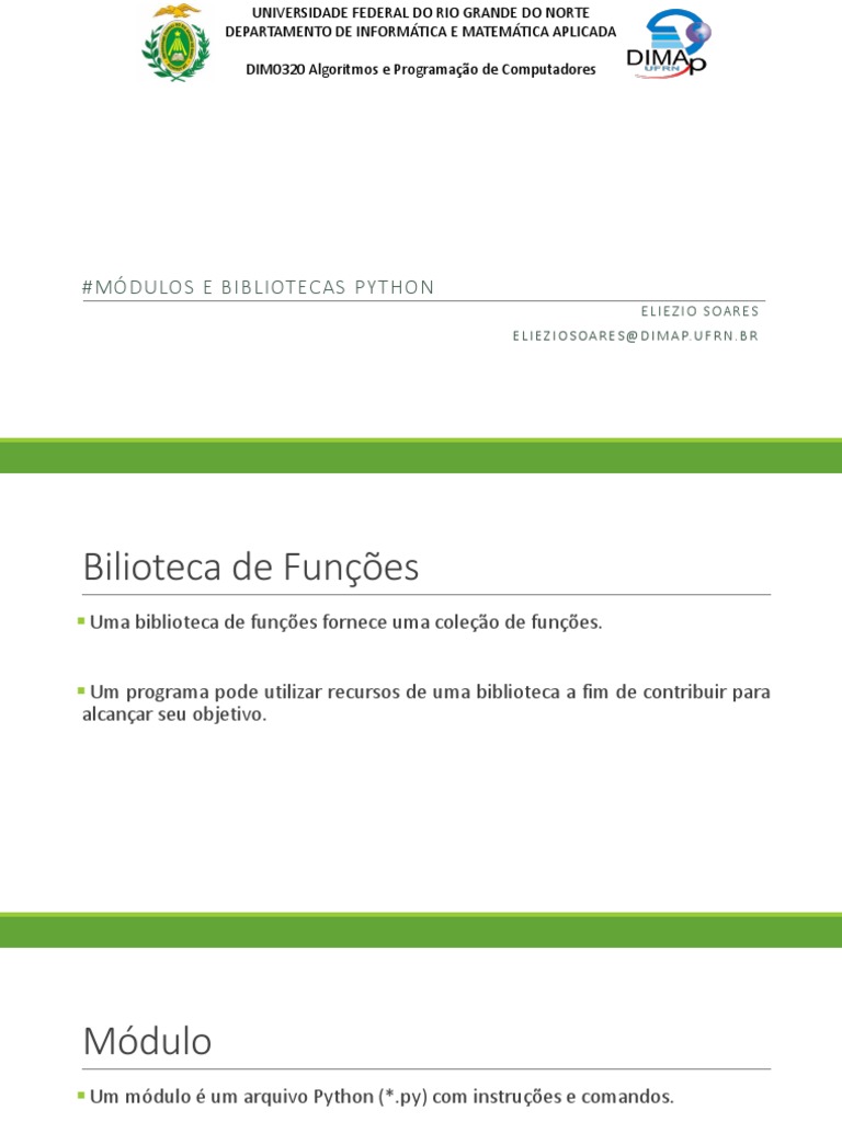 Aula 16 Biliotecas Python Download Grátis Pdf Python Linguagem