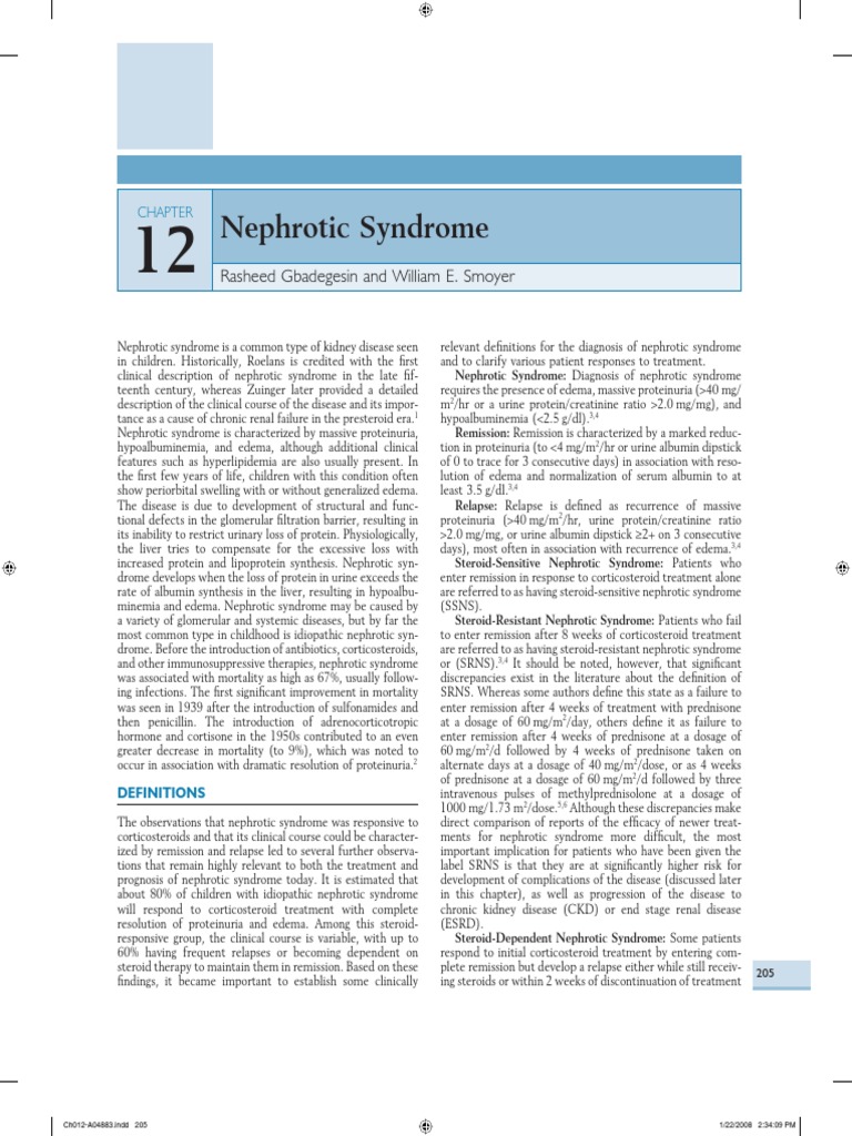 Nephrotic Syndrome: Rasheed Gbadegesin and William E. Smoyer | PDF