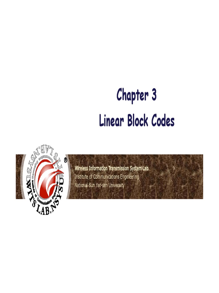 Cc 03 Linear Block Code Pdf Error Detection And Correction Matrix