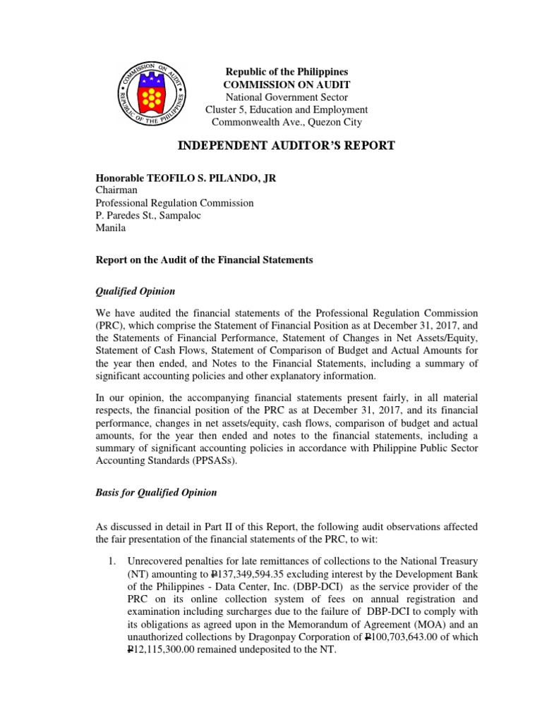 2017 Internal Auditor Report | PDF | Internal Control | Audit