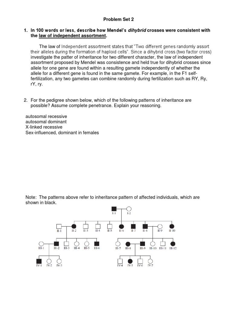 Problem Set 1 | PDF | Dominance (Genetics) | Genetics