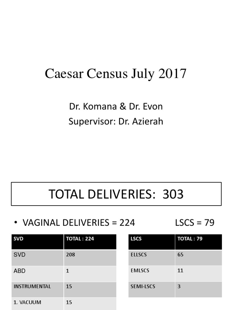 Caesar Census July 2017 Delivery Data | PDF | Childbirth | Women's Health