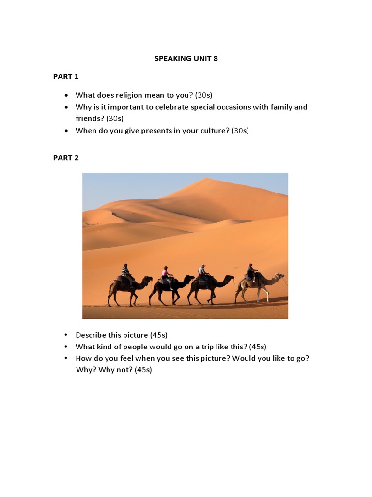 Speaking Unit 7 | PDF