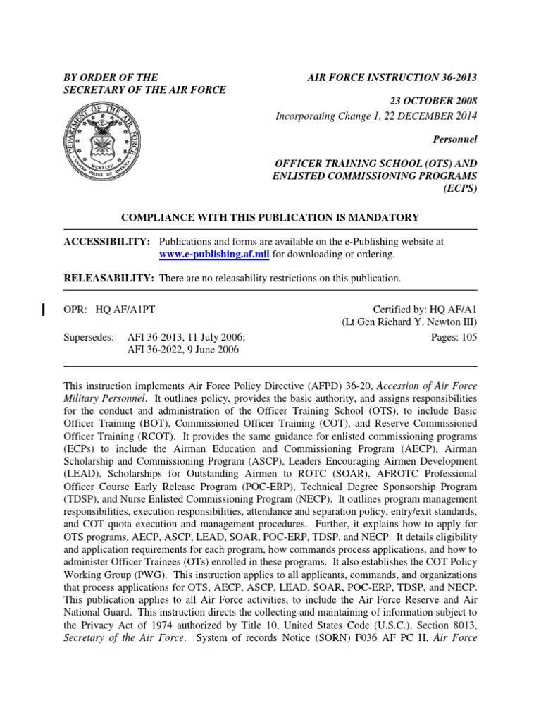 Afi36 2013 | PDF | United States Air Force | Officer (Armed Forces)