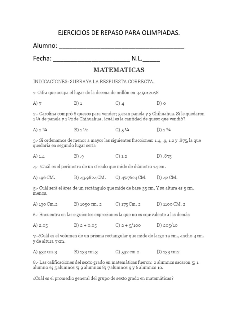 Repaso de ejercicios de matemáticas para olimpiadas | PDF | Naturaleza