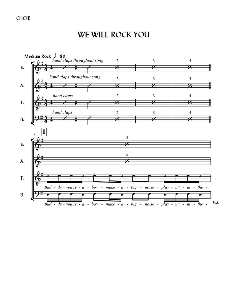 We Will Rock You Choir Partes | Download Free PDF | Rock Music | Rock Songs