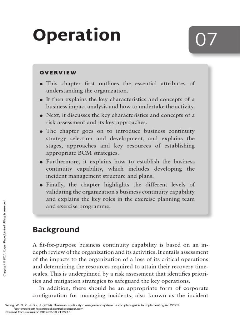 Business Continuity Management System A Complete G... - (7 Operation ...