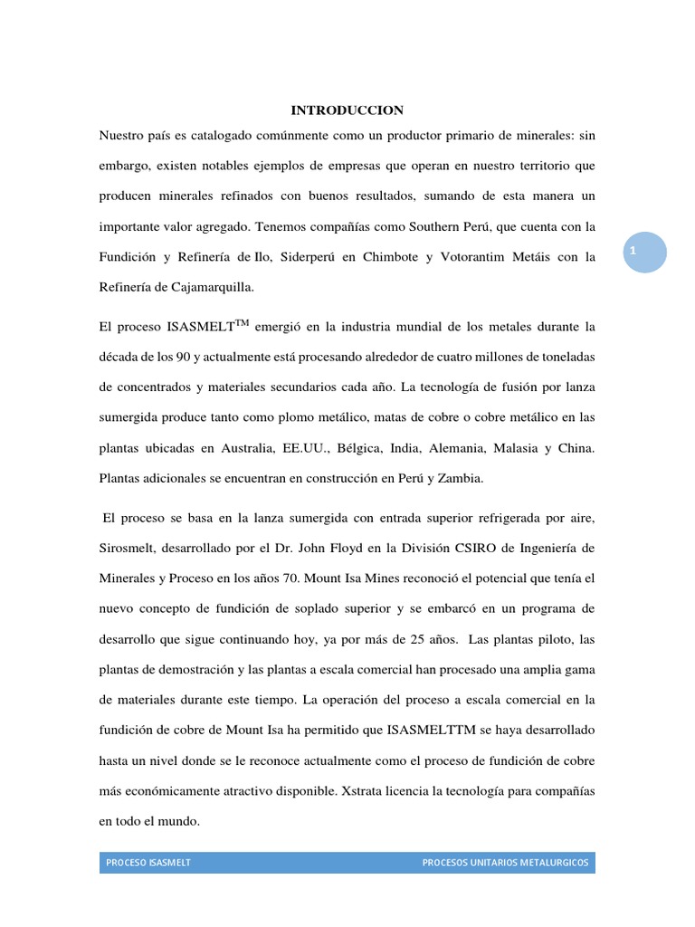 Horno Isasmelt | PDF | Combustión | Cobre