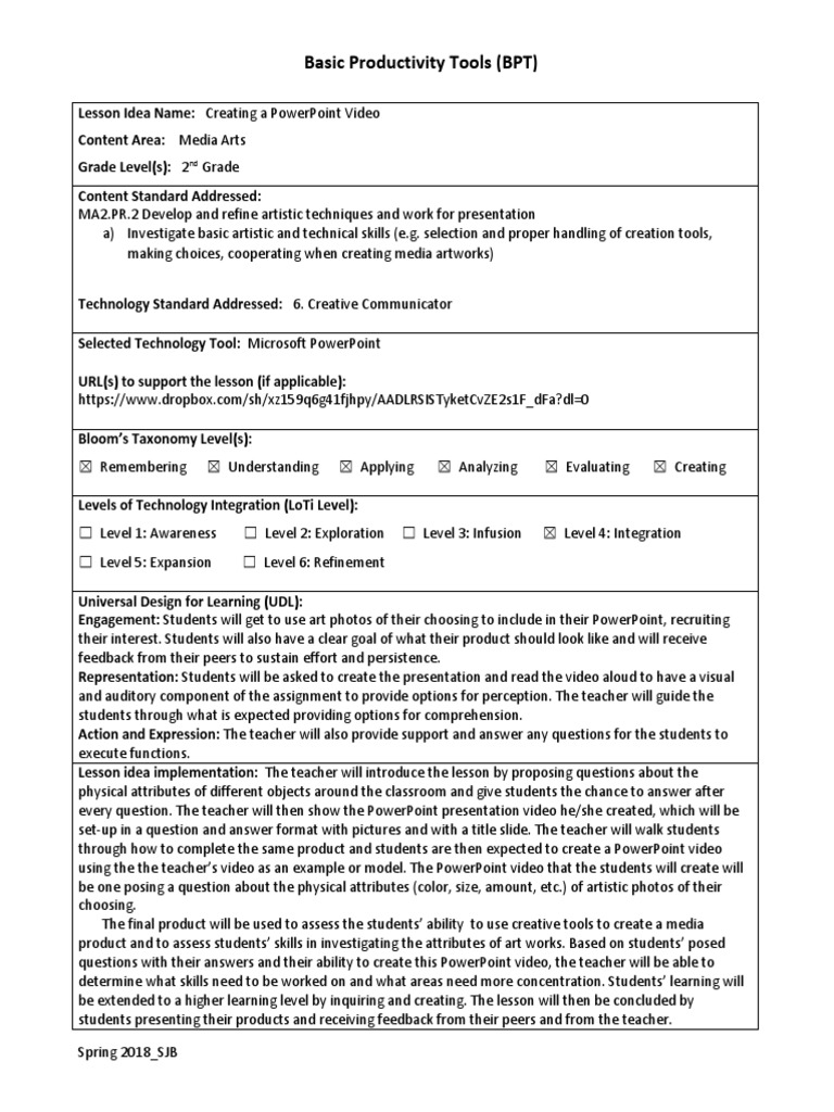 BPT Lesson Plan | PDF | Microsoft Power Point | Teachers