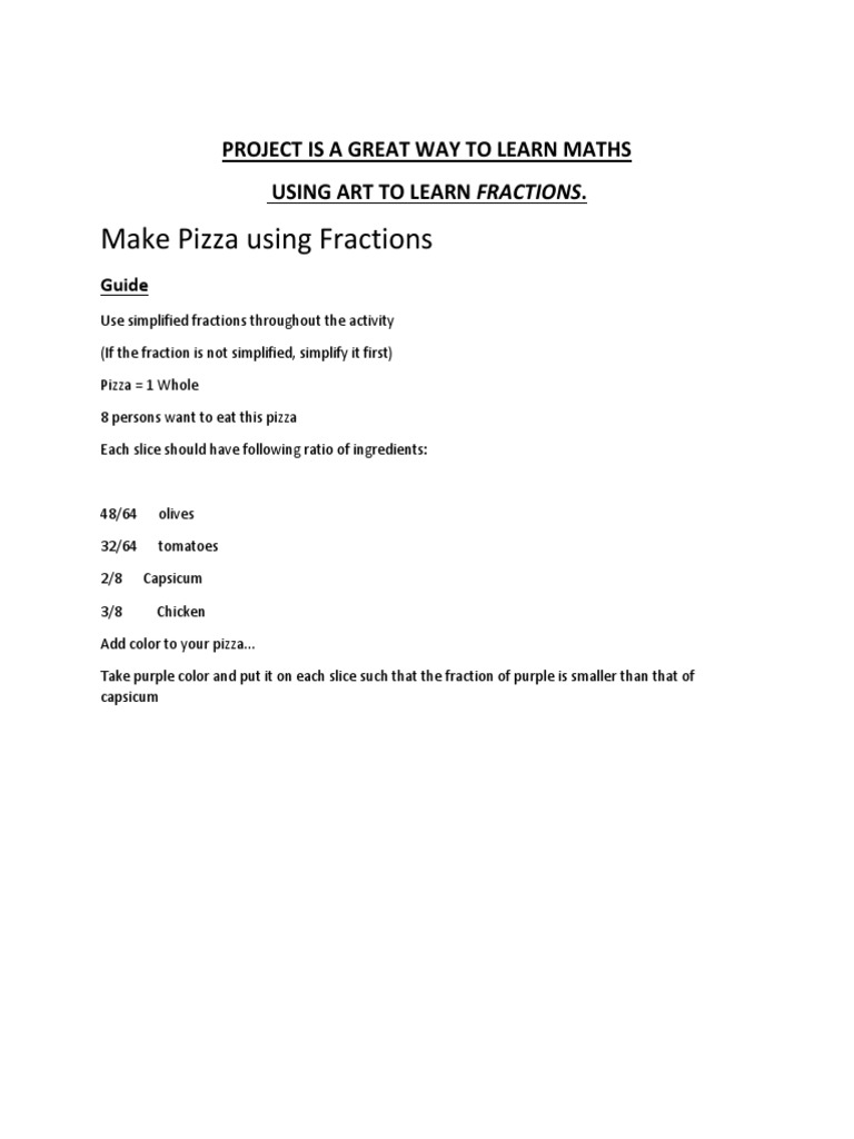 Make Pizza Using Fractions: Project Is A Great Way To Learn Maths Using ...
