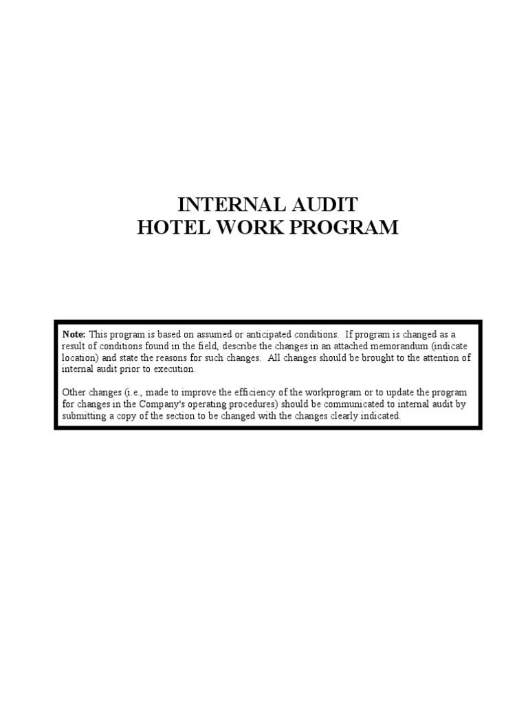 Hotel Audit Work Program | PDF | Credit Card | Point Of Sale