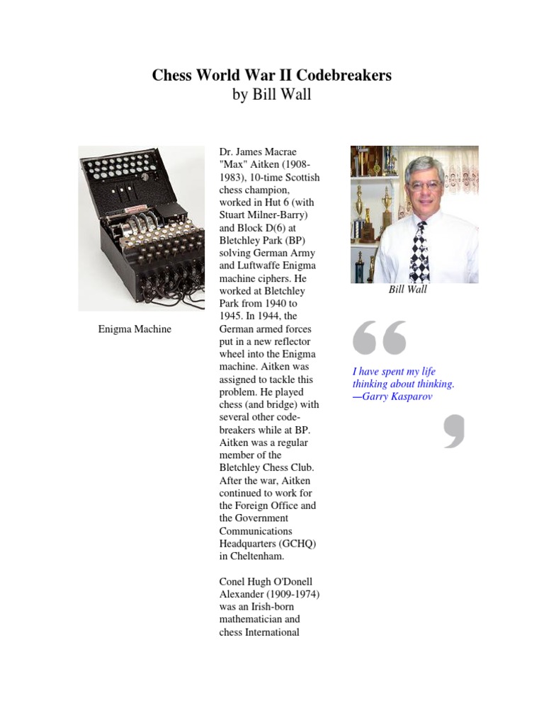 Chess World War II Codebreakers | PDF | Bletchley Park | Alan Turing