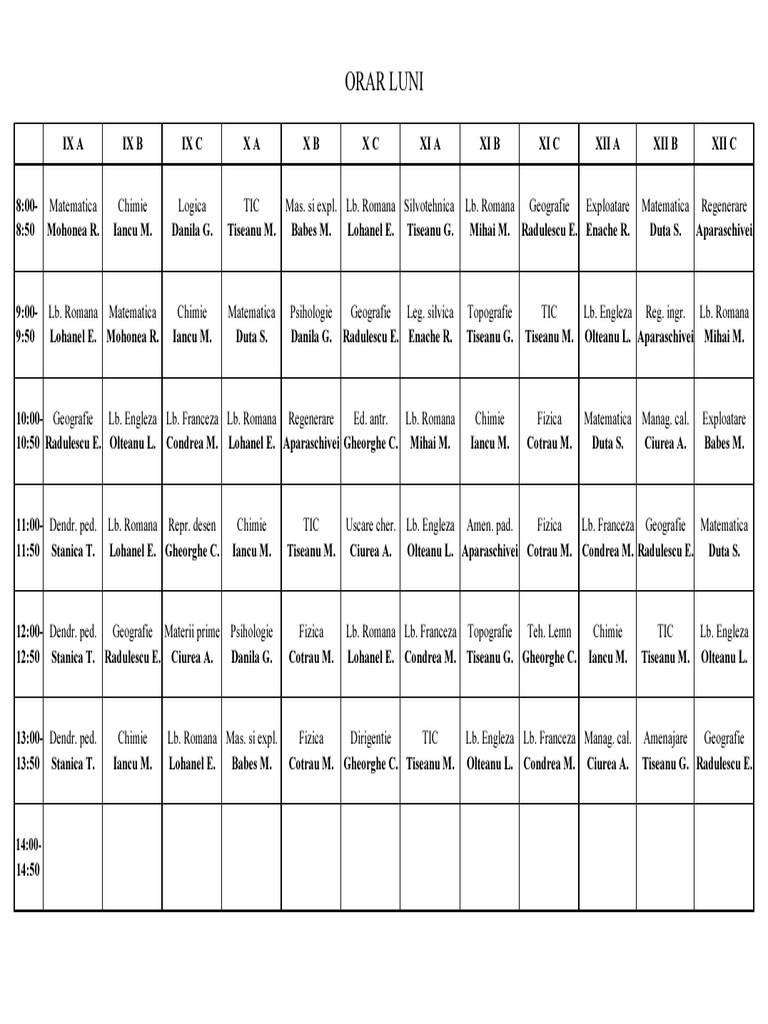 Orar 20182019 V5 | PDF