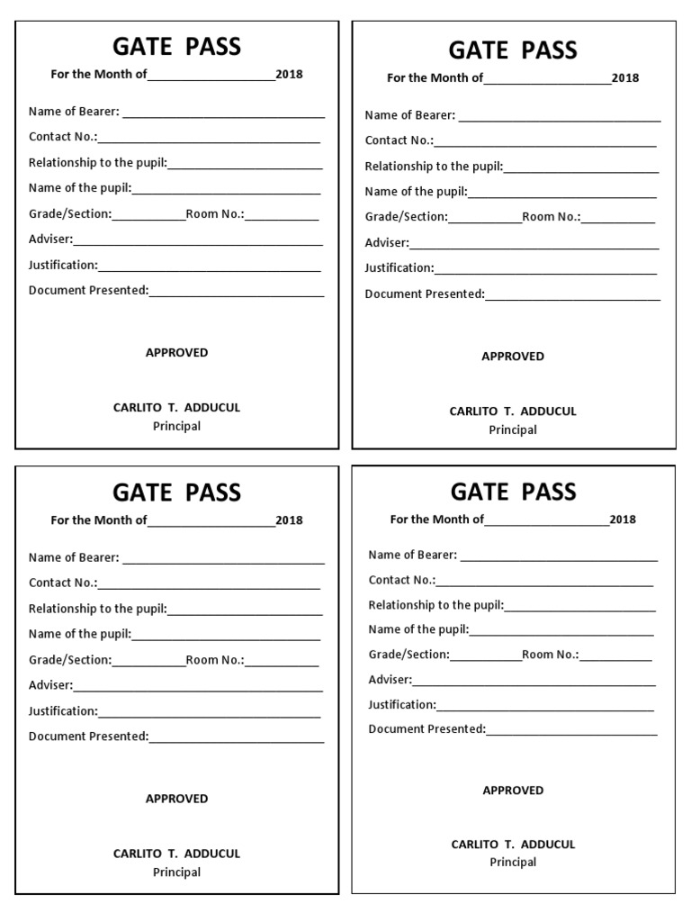Gate Pass | PDF