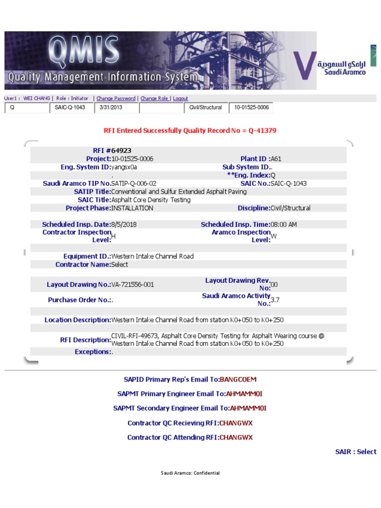 Aramco RFI Sample | PDF
